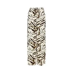 GANNI Zebra-striped Satin Wide Leg Pants - Multicolor