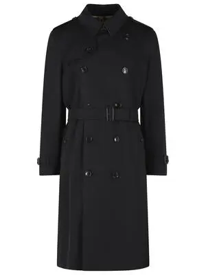 Burberry Long Cotton Kensington Trench Coat - Black