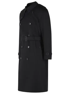 Burberry Long Cotton Kensington Trench Coat - Black