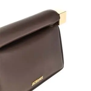 Jacquemus Nappa Leather Rond Carré Clutch With Gold-tone Hardware - Brown