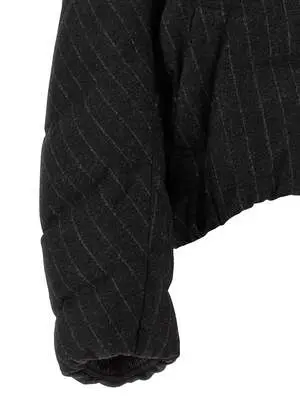 Brunello Cucinelli Micro Sequin Pinstriped Crop Down Jacket