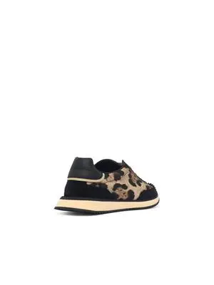 Dolce & Gabbana Leopard Print Suede Blend Sneakers - Brown