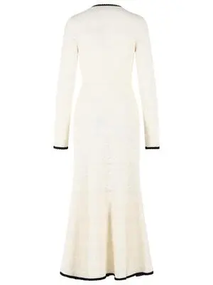 SELF-PORTRAIT Openwork Knit Long Cardigan With Bow Detail