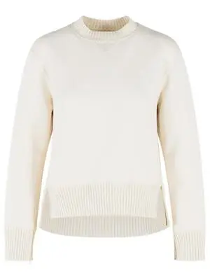 Sacai Cotton Blend Sweater With Ribbed Details - White
