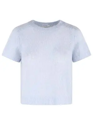 LISA YANG Siona Cashmere And Silk Blend Short Sleeve Sweater - Blue