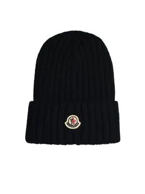 Moncler Virgin Wool Beanie - Black