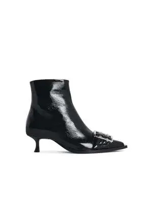 GANNI Naplack Buckle Eco Leather Ankle Boots - Black