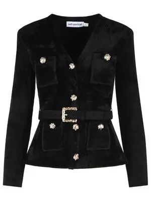 SELF-PORTRAIT Chenille Top - Black