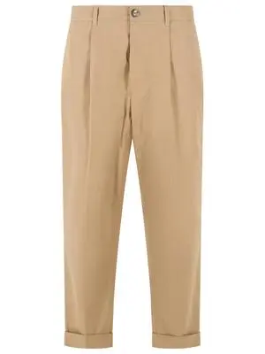 AMI Paris Carrot' Beige Cotton Pants - Cream
