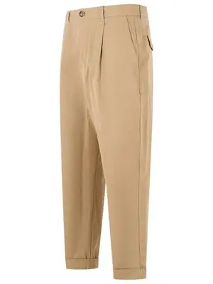 AMI Paris Carrot' Beige Cotton Pants - Cream