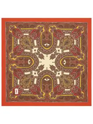Saint Laurent Square Scarf In Paisley Silk Twill - Red