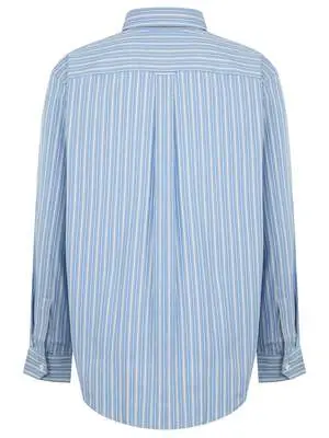 Saint Laurent Cassandre Shirt In Striped Cotton Poplin - Blue