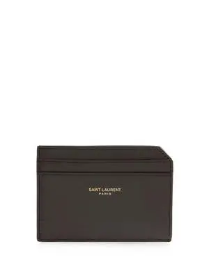 Saint Laurent Open Card Case In Two-tone Smooth Leather - Brown