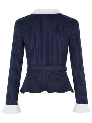 SELF-PORTRAIT Ribbed Cardigan With Belt
