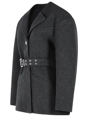 GANNI Peacoat' Grey Wool Blend Coat