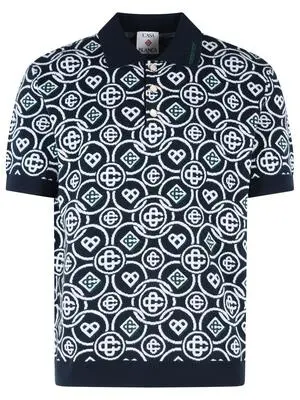Casablanca Cc Monogram' Navy Cotton Polo Shirt - Blue