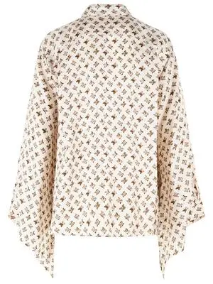 Max Mara Ivory Silk Monogram Shirt - White
