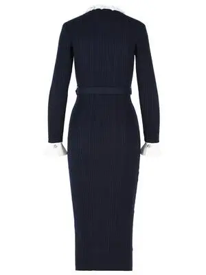 SELF-PORTRAIT Flower" Midi Dress In Navy