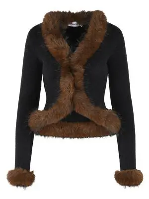 SELF-PORTRAIT SELF-PORTRAIT Alpaca Blend Cardigan With Faux Fur Trim