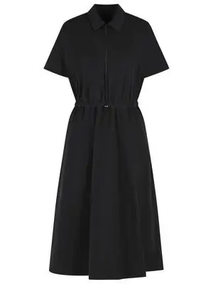 Moncler Midi Polyamide Dress With Drawstring Waist - Black