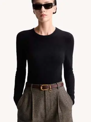Saint Laurent Cassandre Charm Elongated Buckle Thin Belt In Leather - Brown