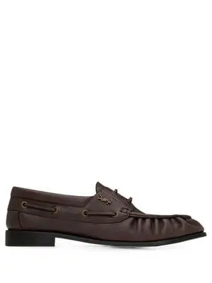 Saint Laurent Le Loafer Bateau In Smooth Leather With Gold Tone Cassandre Hardware - Brown