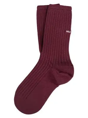 Balenciaga Ribbed Wool Crew Socks - Red
