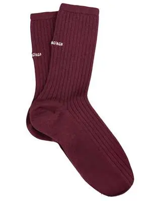 Balenciaga Ribbed Wool Crew Socks - Red