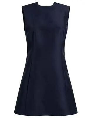 Balenciaga Wool Mini Dress With Button Detail - Blue