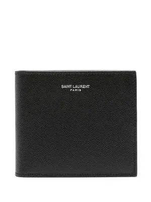 Saint Laurent Paris East/west Bi-fold Wallet In Grain De Poudre Leather - Black