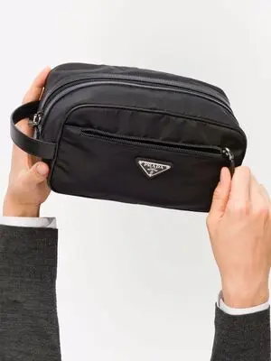 Prada Re-nylon And Saffiano Leather Travel Pouch
