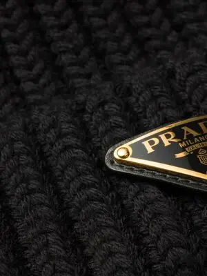 Prada Mélange Wool Beanie - Black