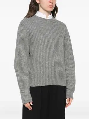Brunello Cucinelli Ribbed Sequined Crewneck Sweater