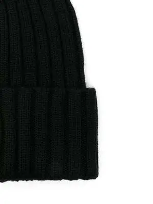 Moncler Ribbed Wool Beanie Hat - Black
