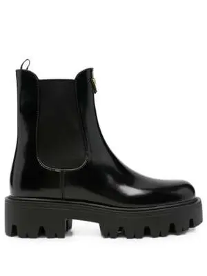 Prada Brushed Leather Booties - Black