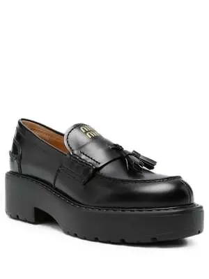 Miu Miu Calf Leather Chunky Loafers - Black