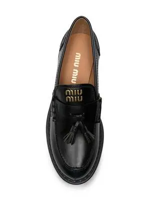 Miu Miu Calf Leather Chunky Loafers - Black