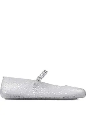JIMMY CHOO Embellished Jelly Ballerina Flats - Silver