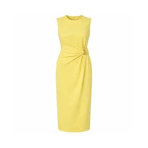 GIRL IN MIND Gold Buckle Wrap Detail Midi Dress - Yellow