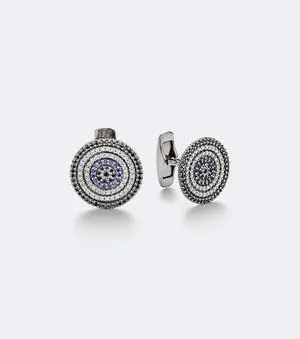 SYDNEY EVAN 14kt White Gold Cufflinks With Diamonds And Sapphires - Silver