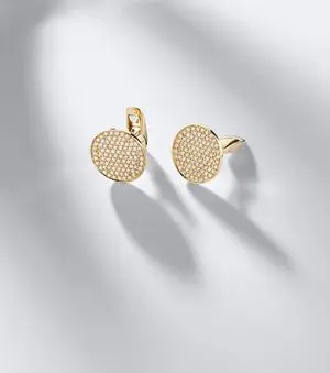 SYDNEY EVAN Disc 14kt Cufflinks With Diamonds