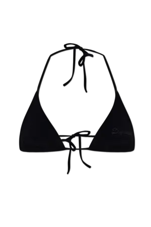 Dsquared2 Textured Triangle Bikini Top With Embroidered Logo - Black