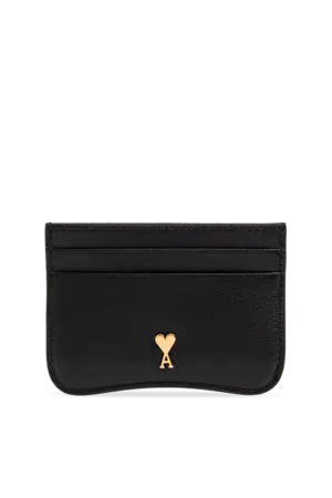 AMI Paris Leather Card Holder - Black