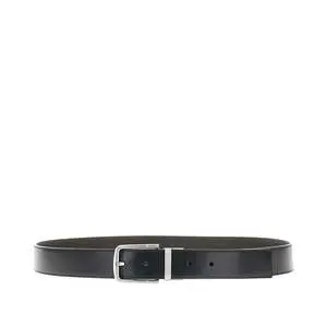 Emporio Armani Reversible Leather Belt With Logo Buckle - Black