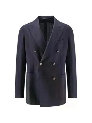 Tagliatore Double-breasted Herringbone Blazer - Blue
