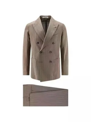 Tagliatore Double-breasted Pinstripe Suit - Brown