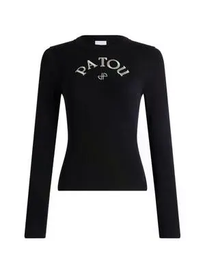 PATOU Logo-print Long-sleeve T-shirt - Black