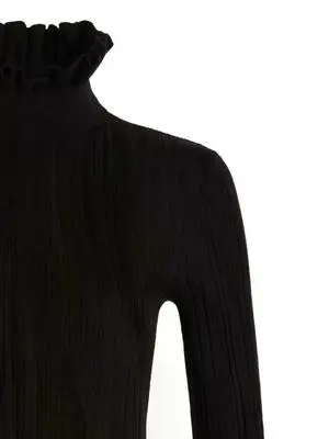 PATOU Ruffle-trim Ribbed Sweater - Black