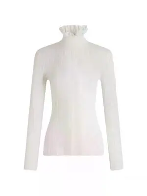 PATOU Ruffle-trim Ribbed Sweater - Neutrals