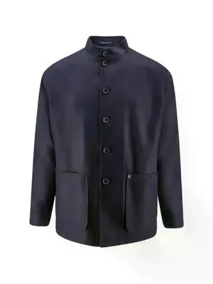 Tagliatore Mandarin-collar Patch-pocket Jacket - Blue